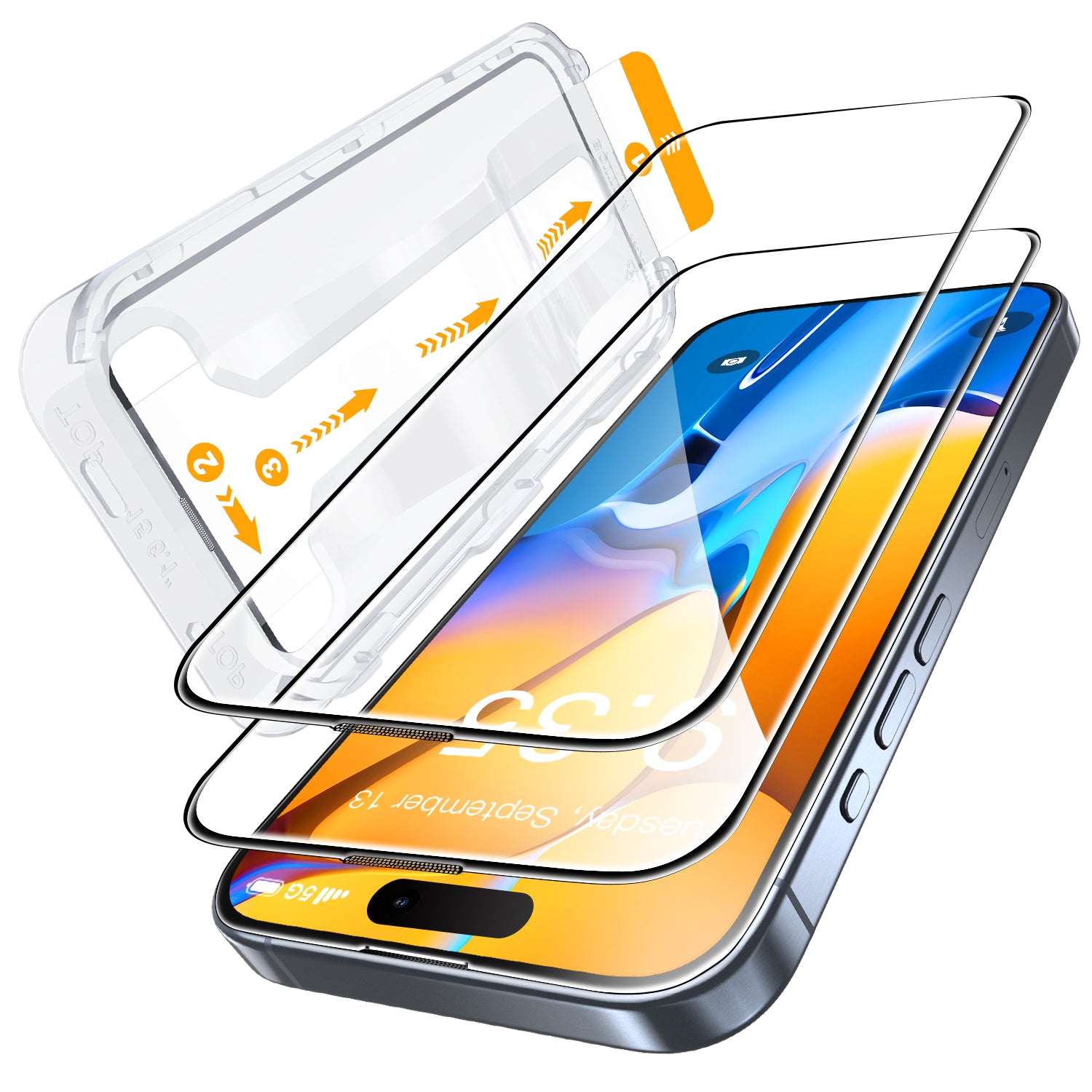 Tough On iPhone 15 Pro Max Tempered Glass Screen Protector 2 Pack w/ I